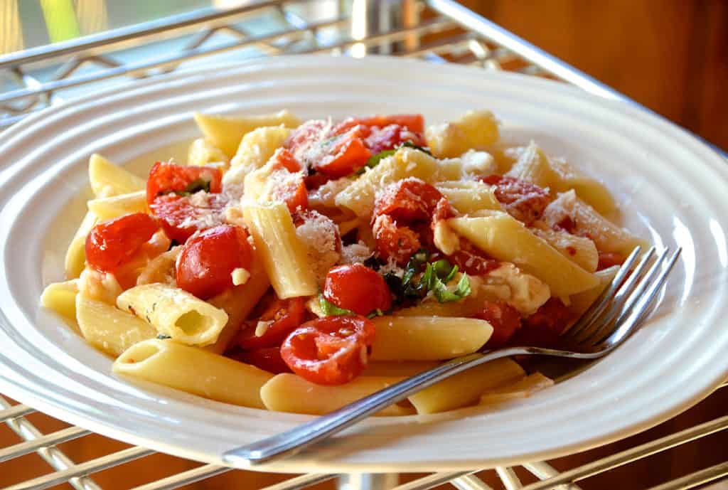 Penne with Tomatoes and Two Cheeses - quick and easy!